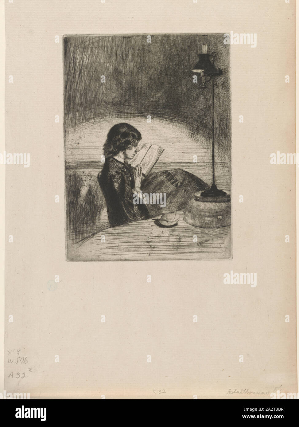 Reading by lamplight Stock Photo - Alamy