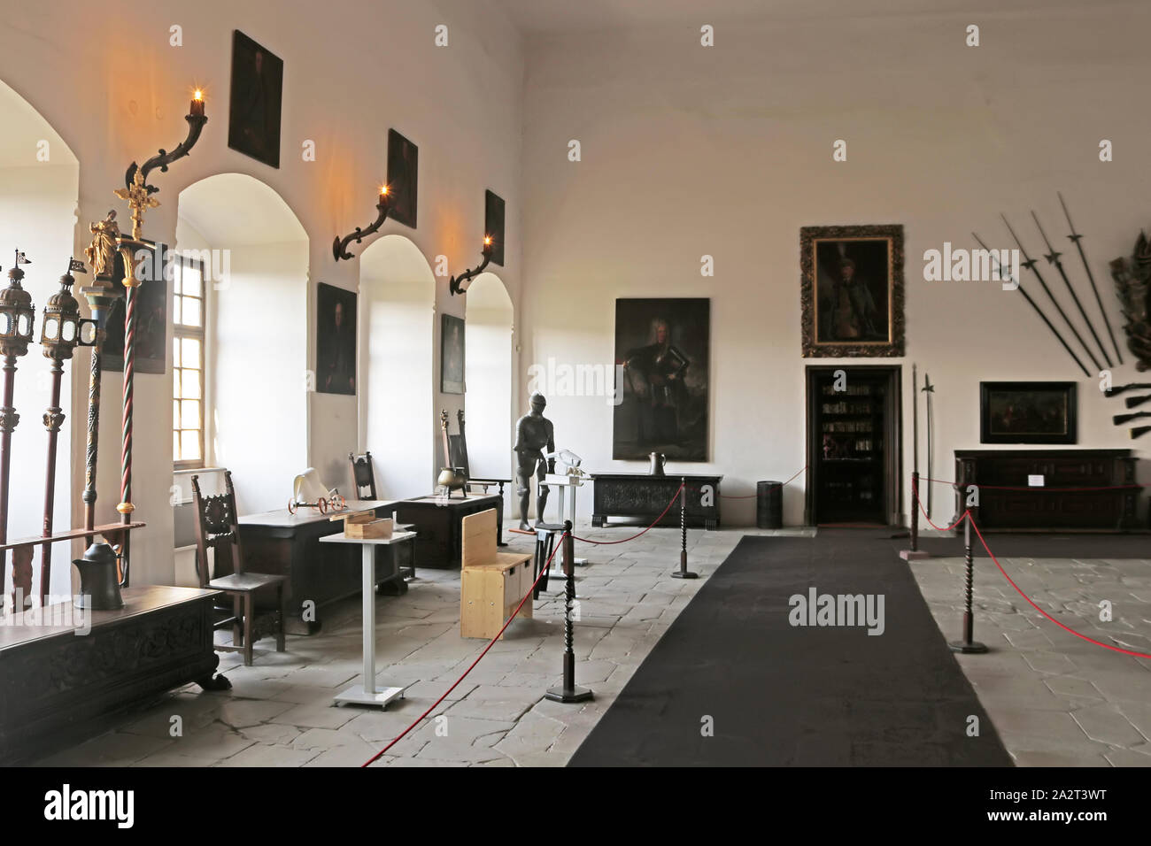 CASTA, SLOVAKIA - AUGUST 31, 2019: Interior of medieval Cerveny Kamen ...