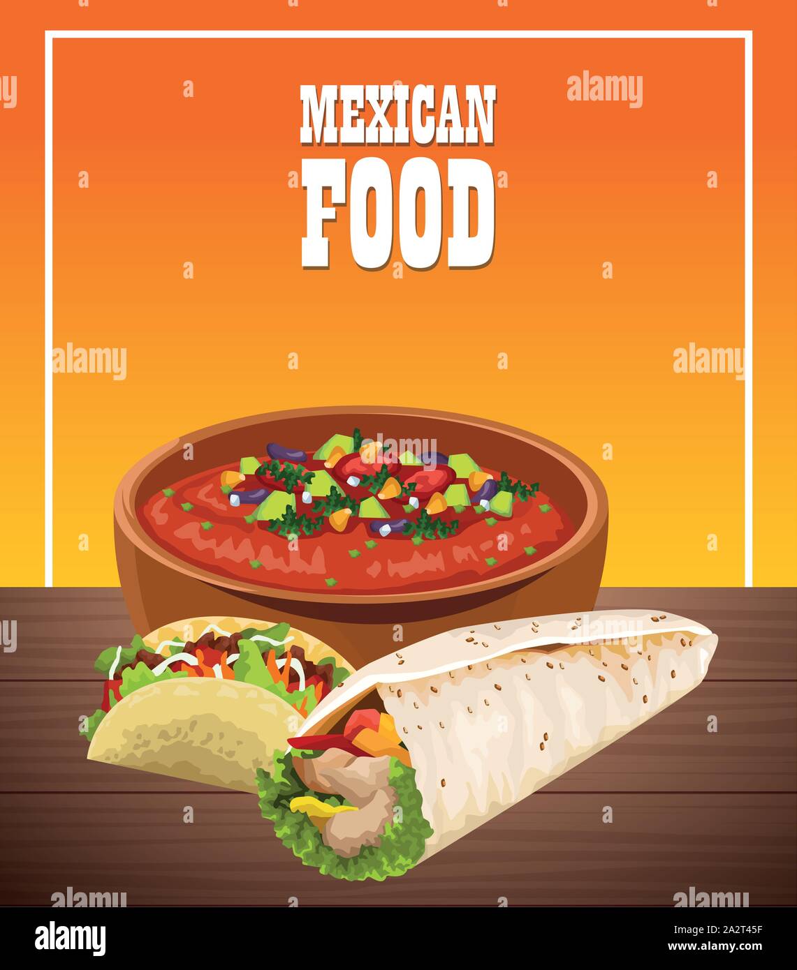 mexican food poster with burritos Stock Vector Image & Art - Alamy