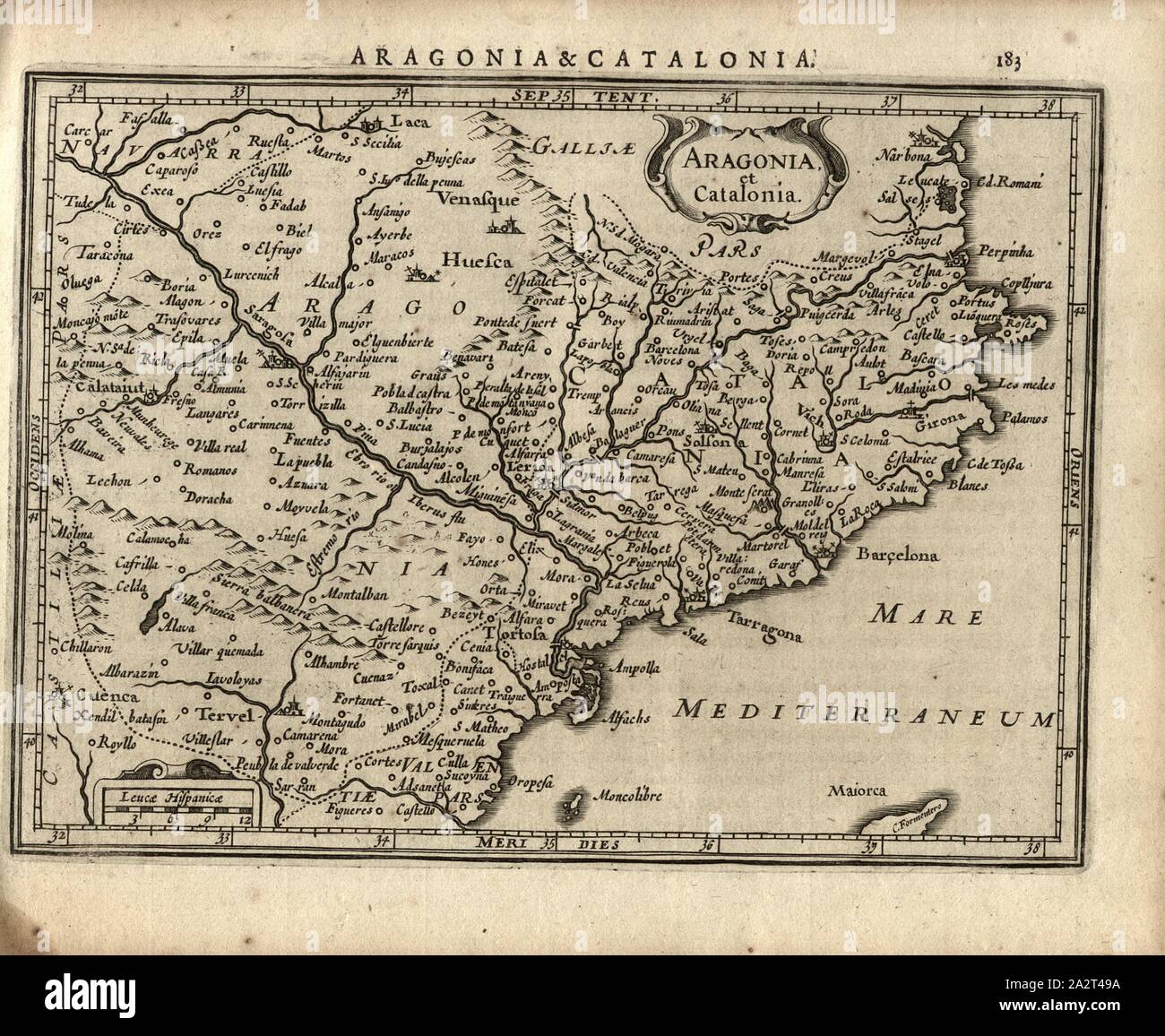 Aragonia et Catalonia, Map of the Region of Aragon and Catalonia in ...