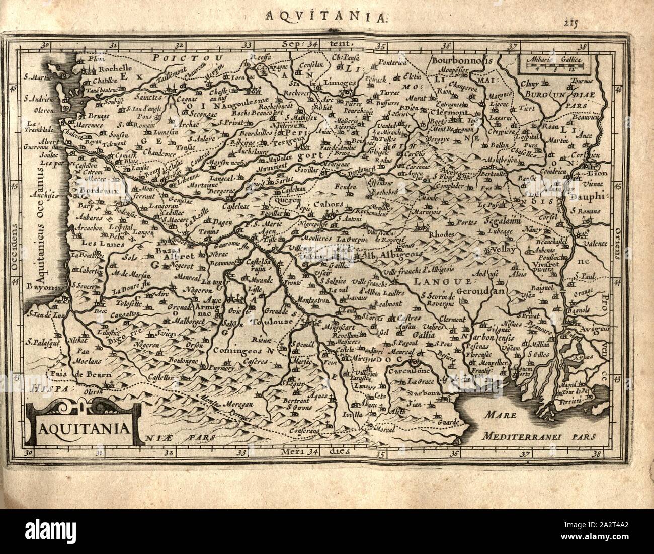 Aquitania, Map of the region of Aquitaine and Occitania in France, Fig ...