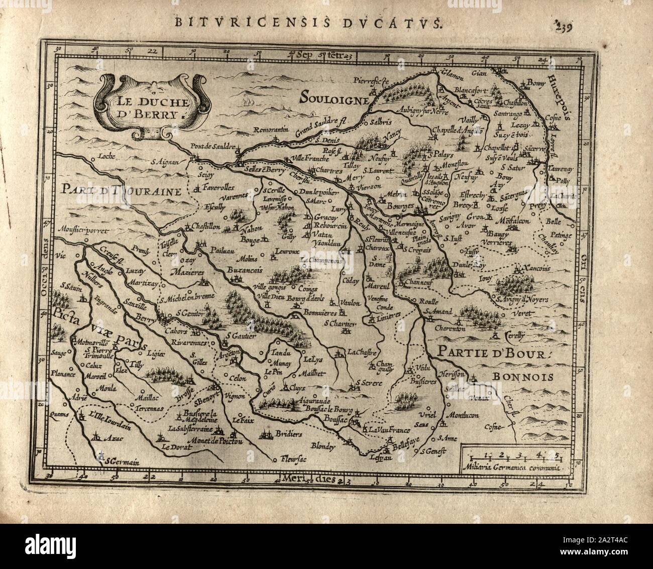 The Duchy of Berry, Map of the county of Berry with the cities of Nancy ...