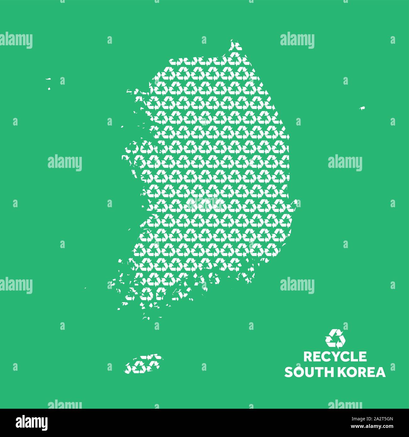 South Korea map made from recycling symbol. Environmental concept Stock ...