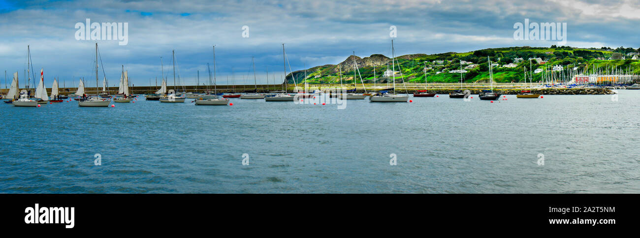 Amazing view at Howth marina bay near Dublin, Ireland with yachts and ...