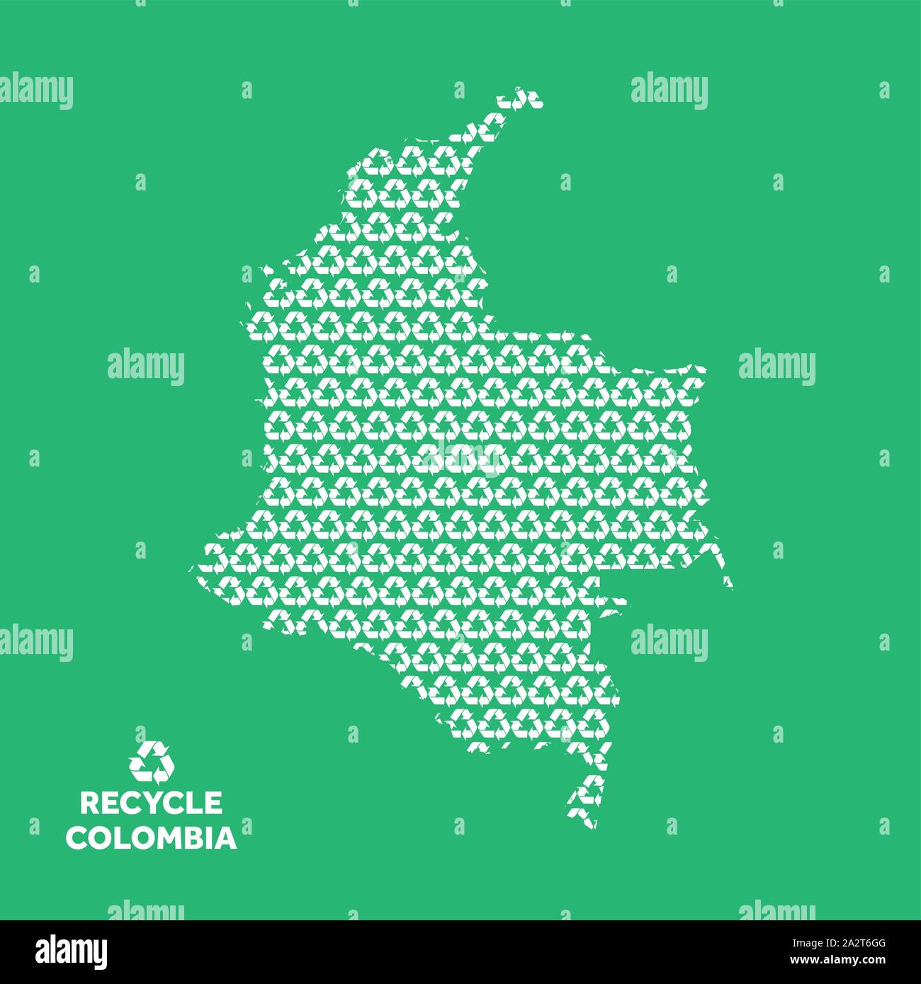 Colombia map made from recycling symbol. Environmental concept Stock ...