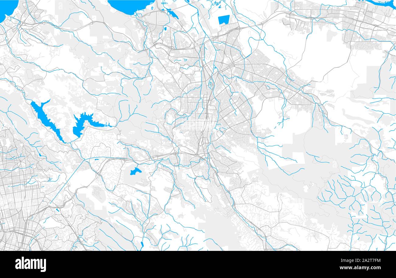 Rich detailed vector area map of Walnut Creek, California, USA. Map ...