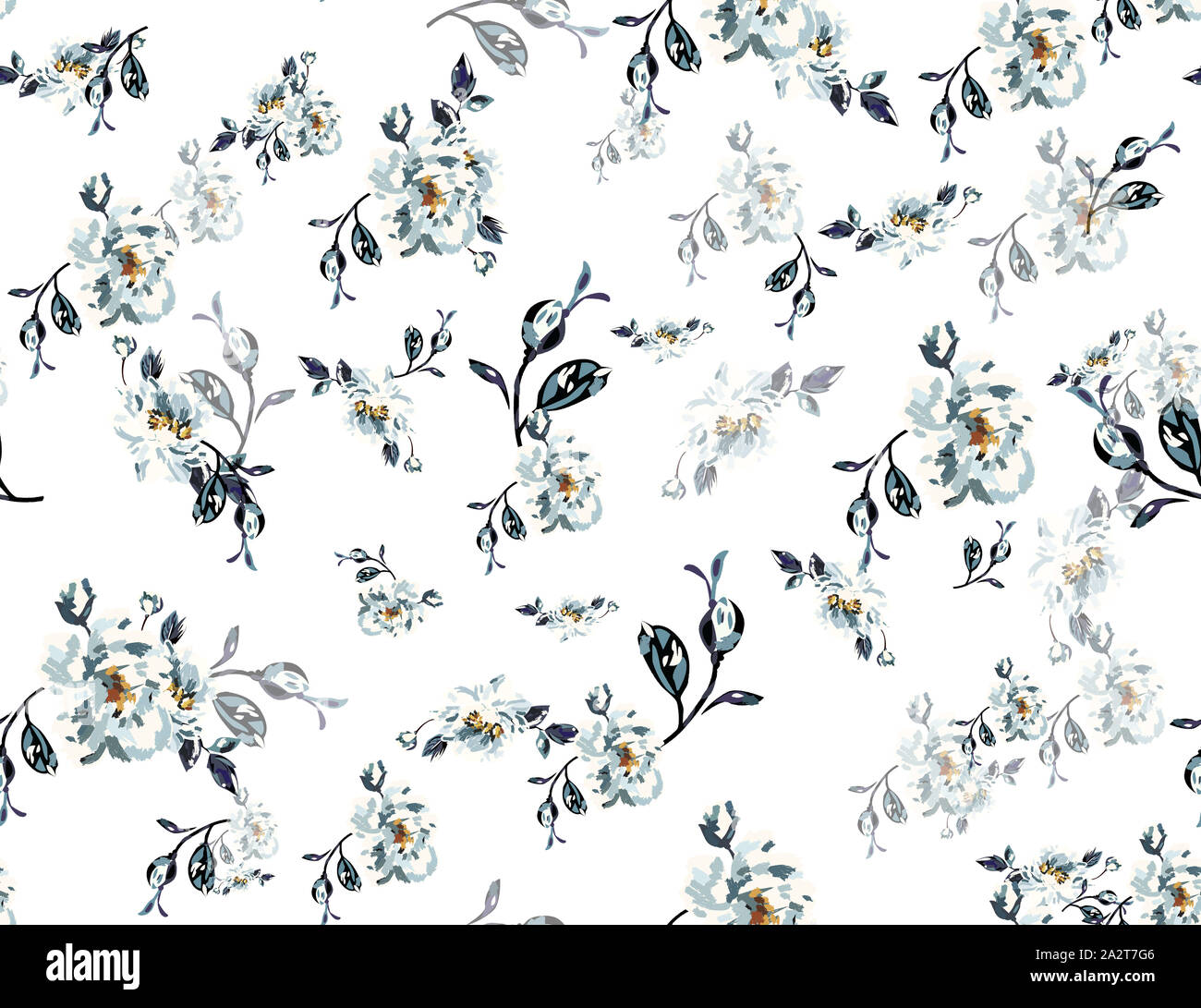 Retro Forest Floral. Seamless Texture Floral Pattern on White ...
