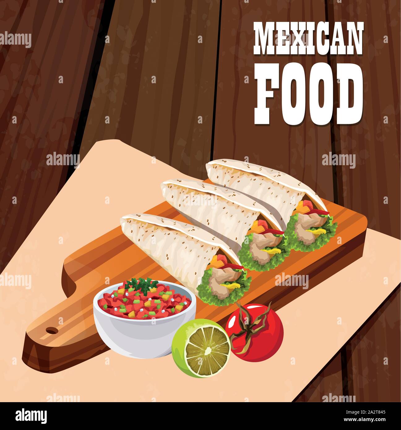 mexican food poster with burritos Stock Vector Image & Art - Alamy