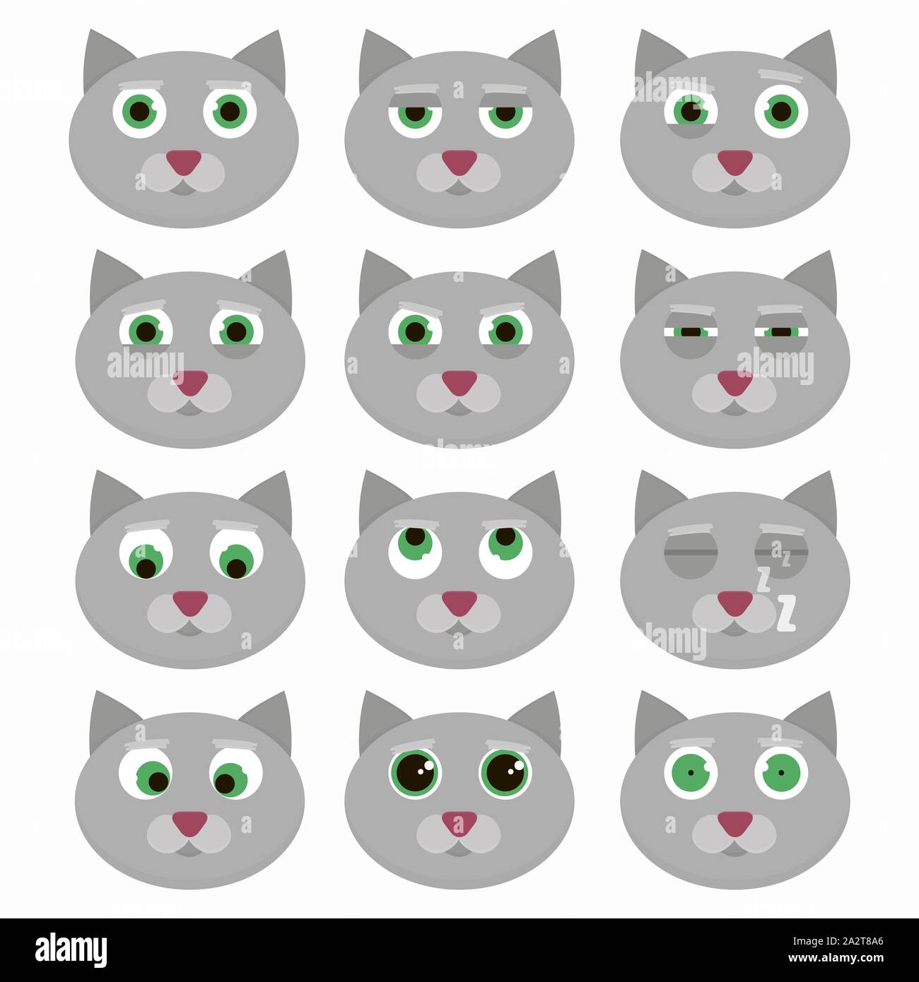 Set of cute cat emoticons. Vector illustration Stock Vector Image & Art ...