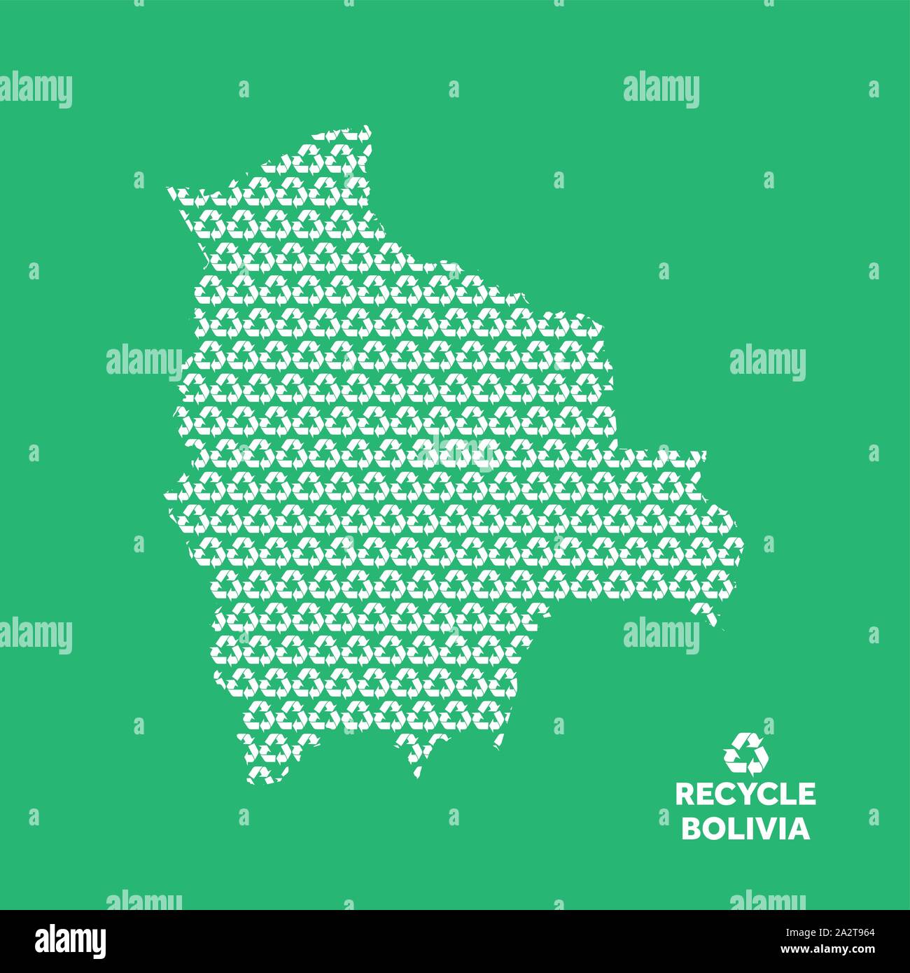 Bolivia map made from recycling symbol. Environmental concept Stock ...