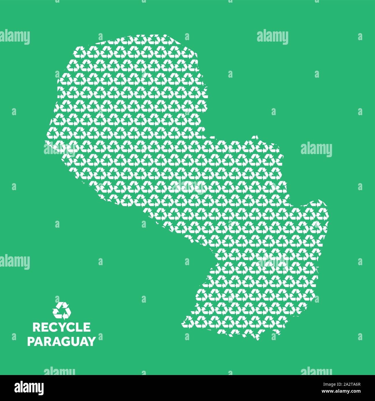 Paraguay map made from recycling symbol. Environmental concept Stock ...