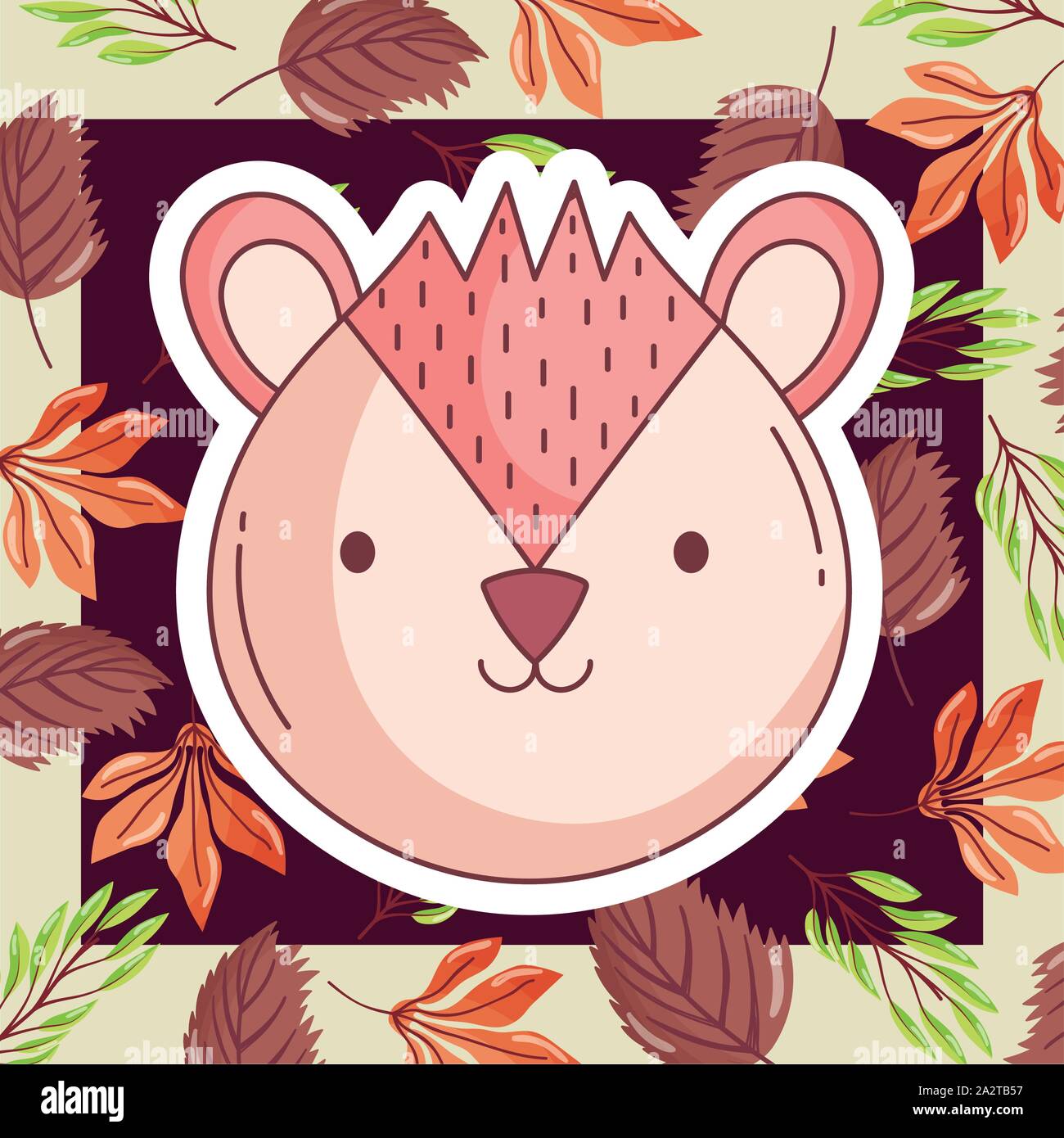beaver face foliage leaves hello autumn design icon vector illustration ...