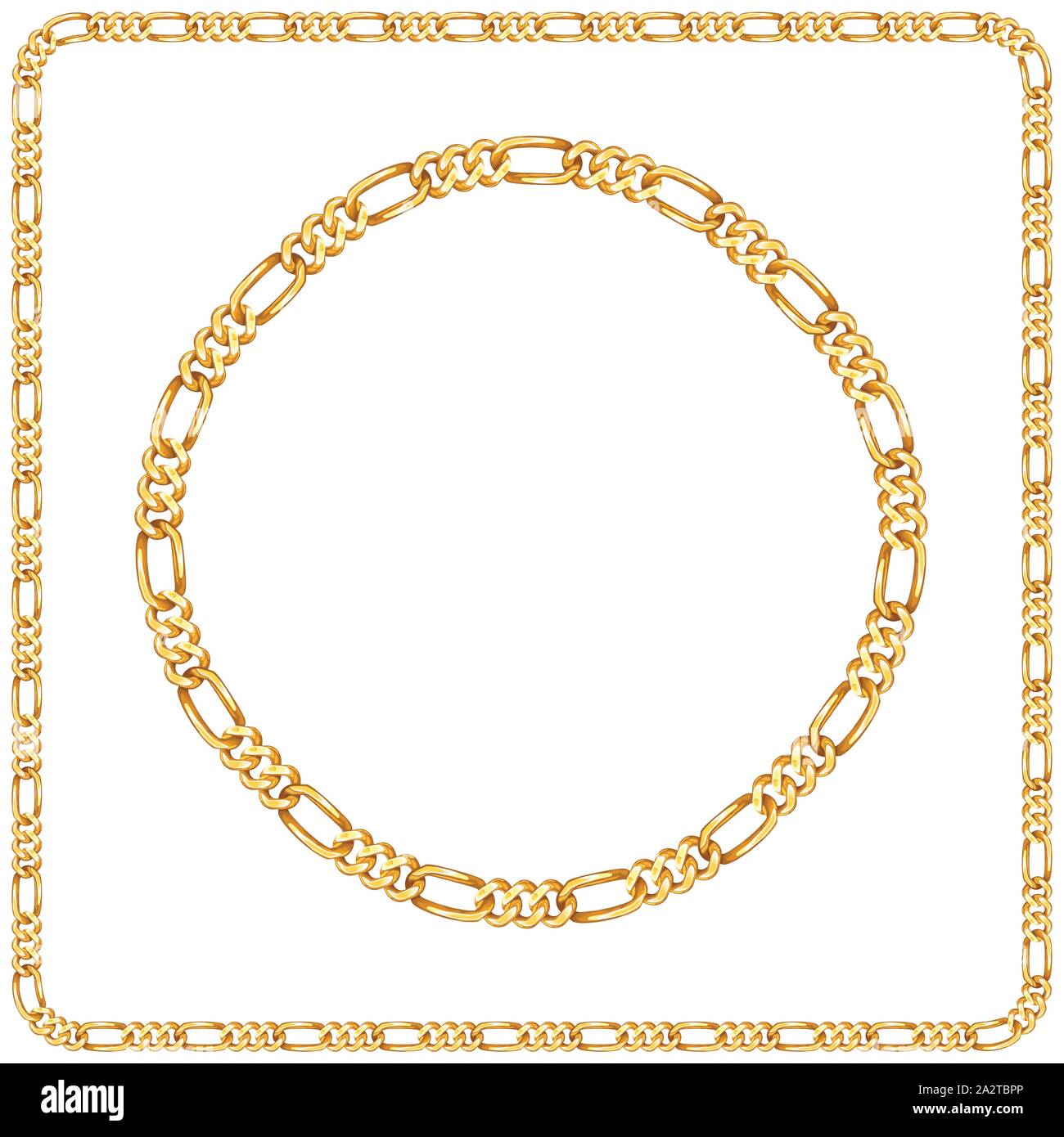 Precious Chains with a White Background. Luxury Square and Circle ...