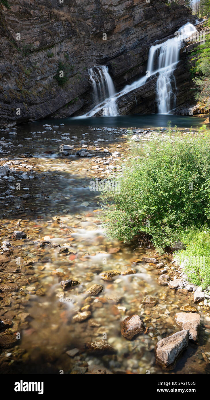 Long exposure image of the Cameron Falls close to Waterton, Waterton ...