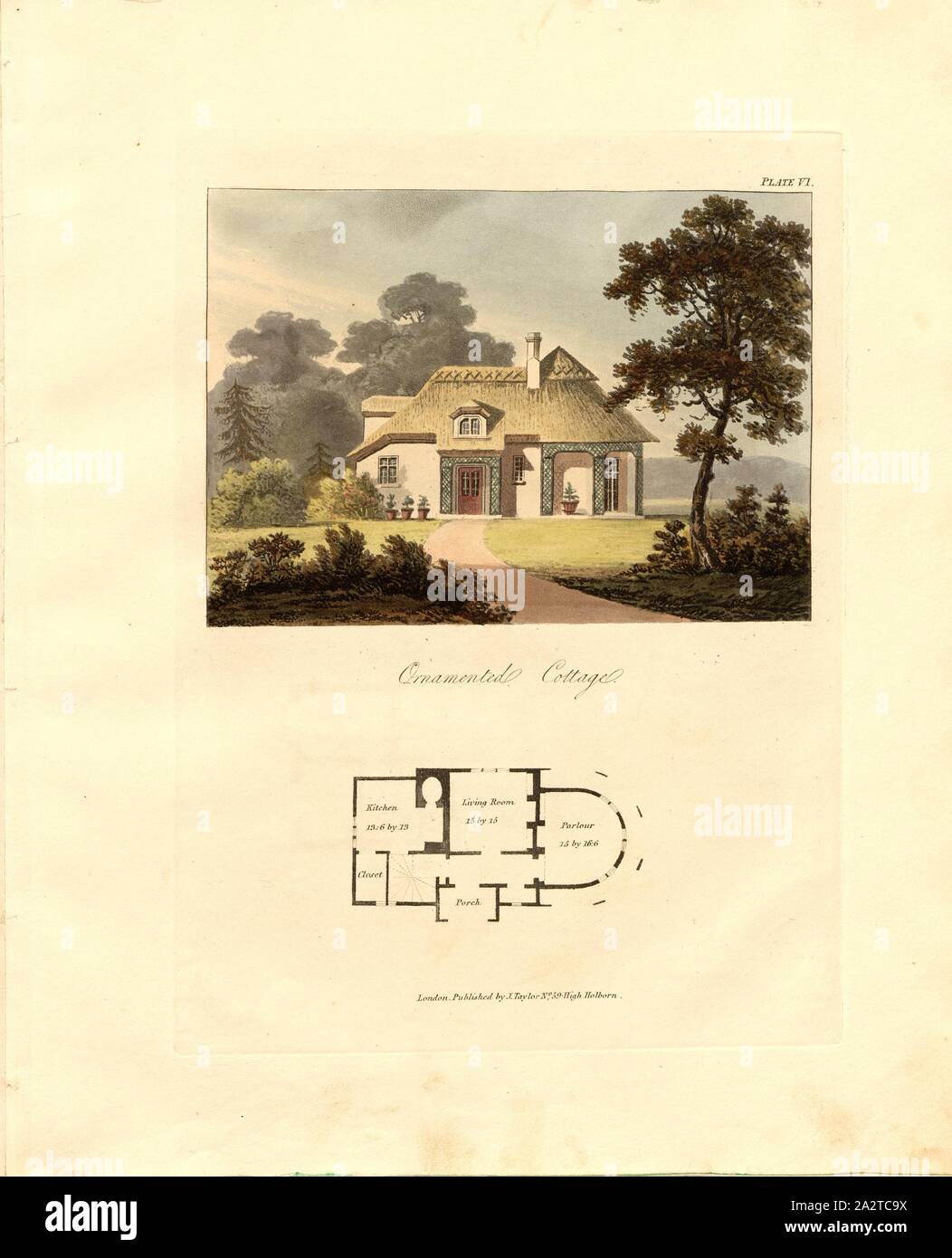 Ornamented Cottage, elevation and plan for a decorated country house ...