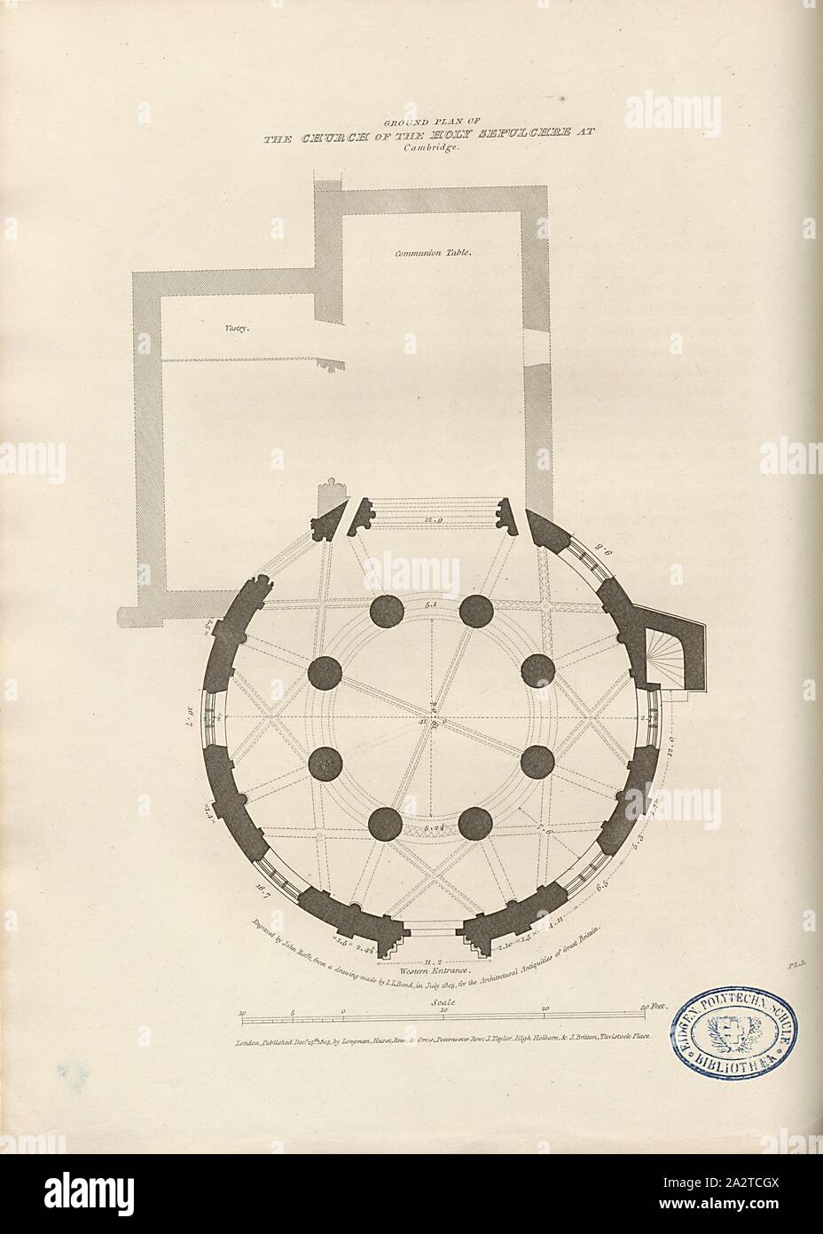 Ground Plan of the Church of the Holy Sepulchre at Cambridge, Ground ...