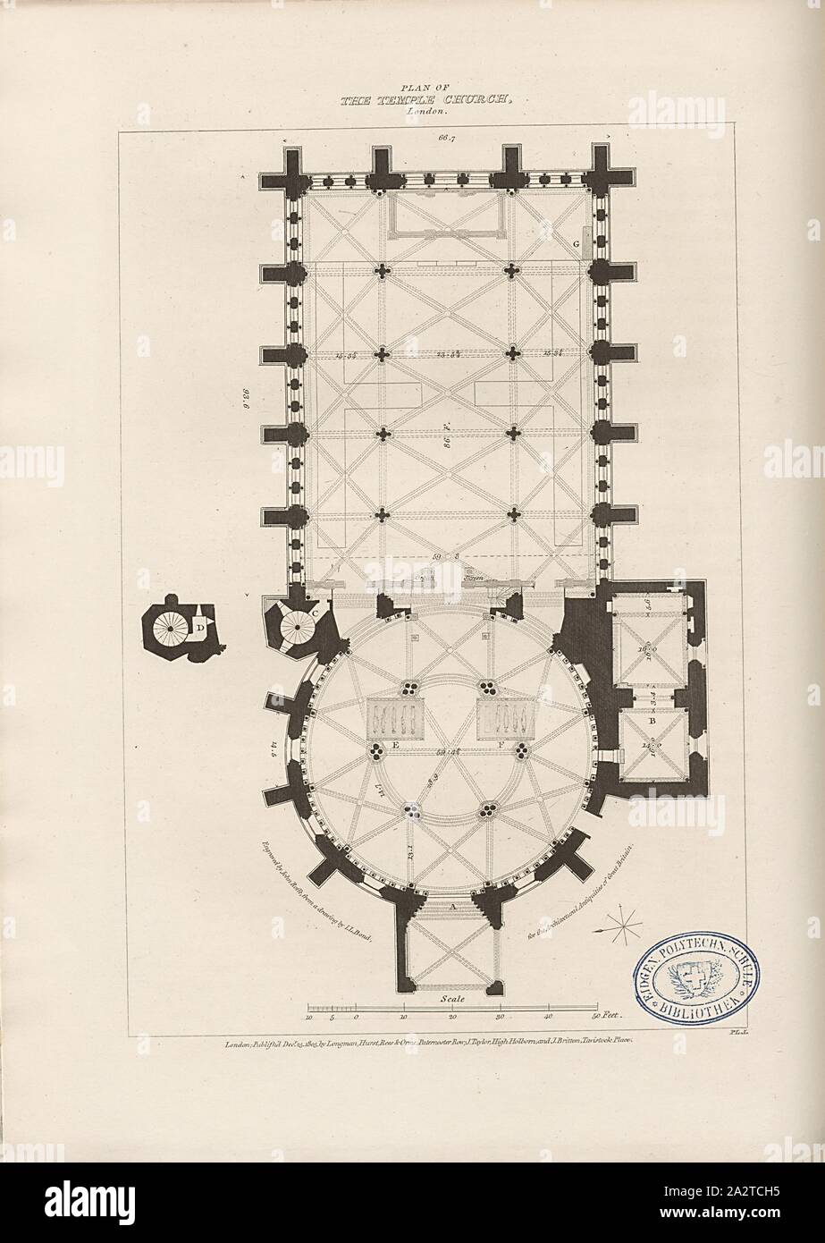 Plan of the Temple Church, London, Floor plan of the Temple Church in ...
