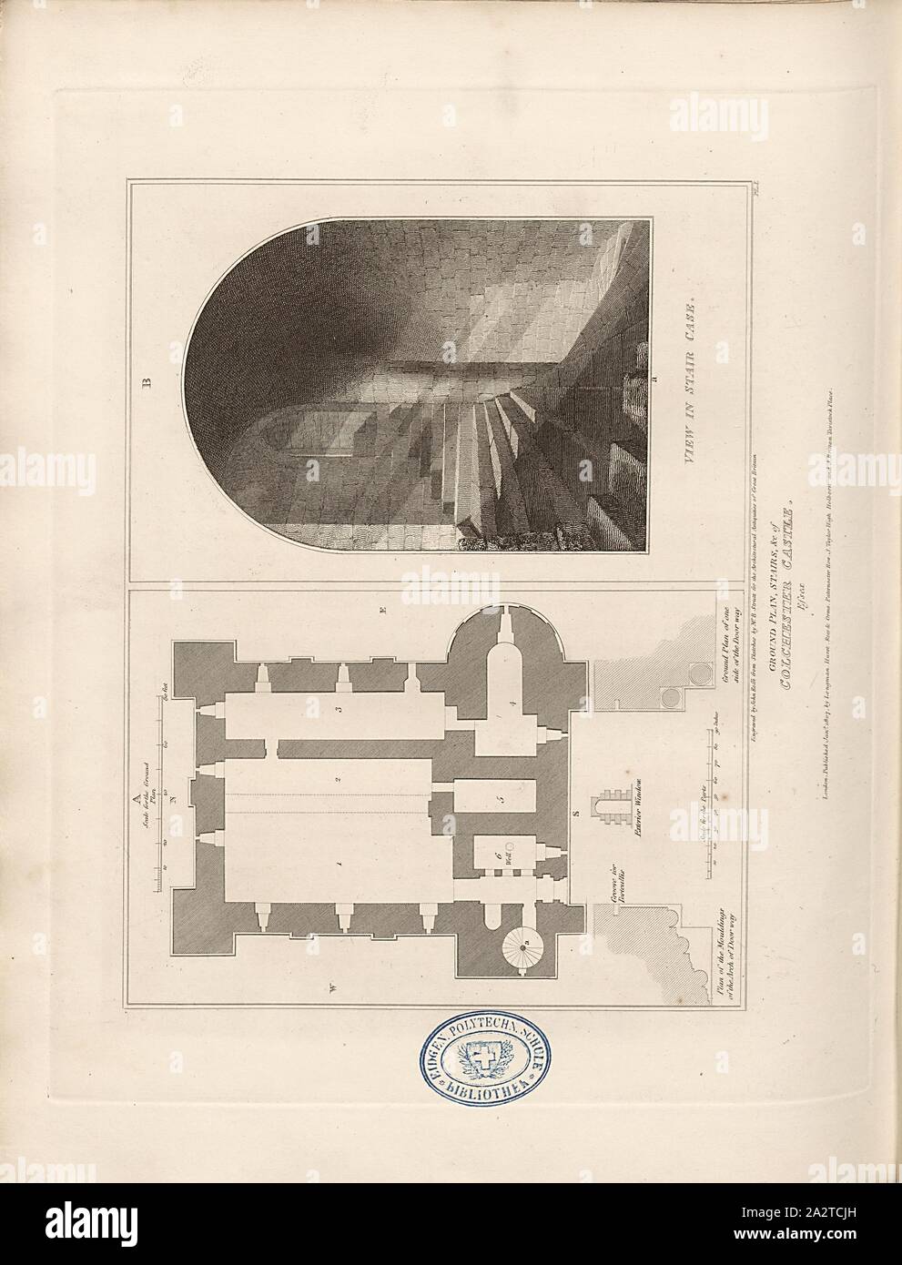 Ground Plan, Stairs, etc. of Colchester Castle, Essex, Floor plan and ...