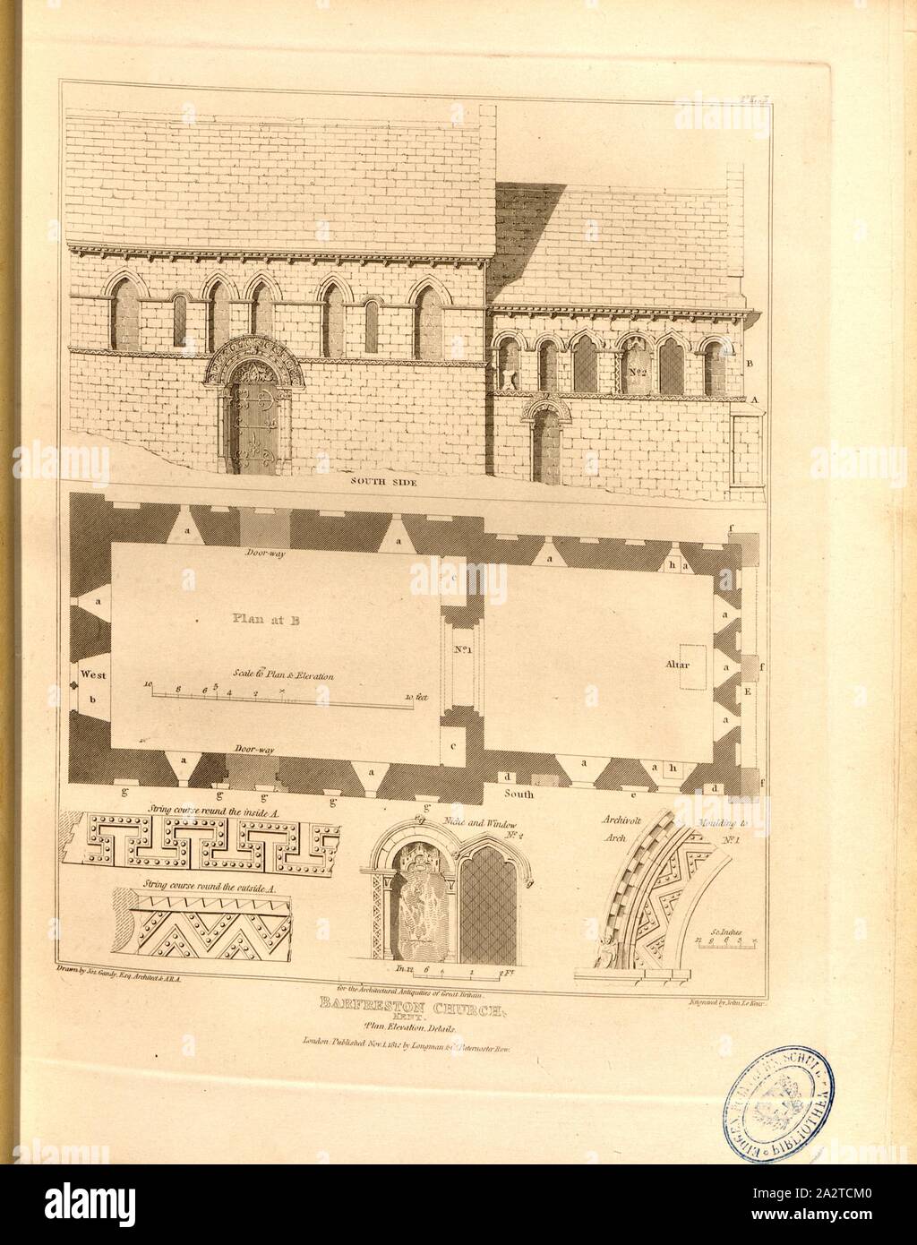 Barfreston Church: Kent, Plan, Elevation, Details, Floor plan of St ...