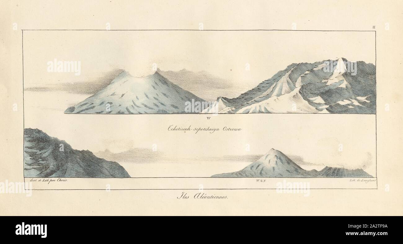 Echetirekh-sopotchniya Ostrów, Aleutian Islands, signed: dess., et lith ...