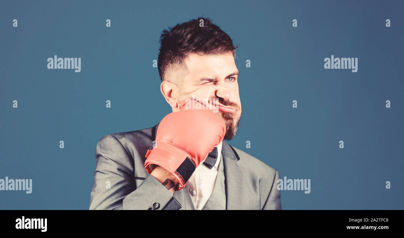 Challenging himself. powerful man boxer ready for corporate battle ...