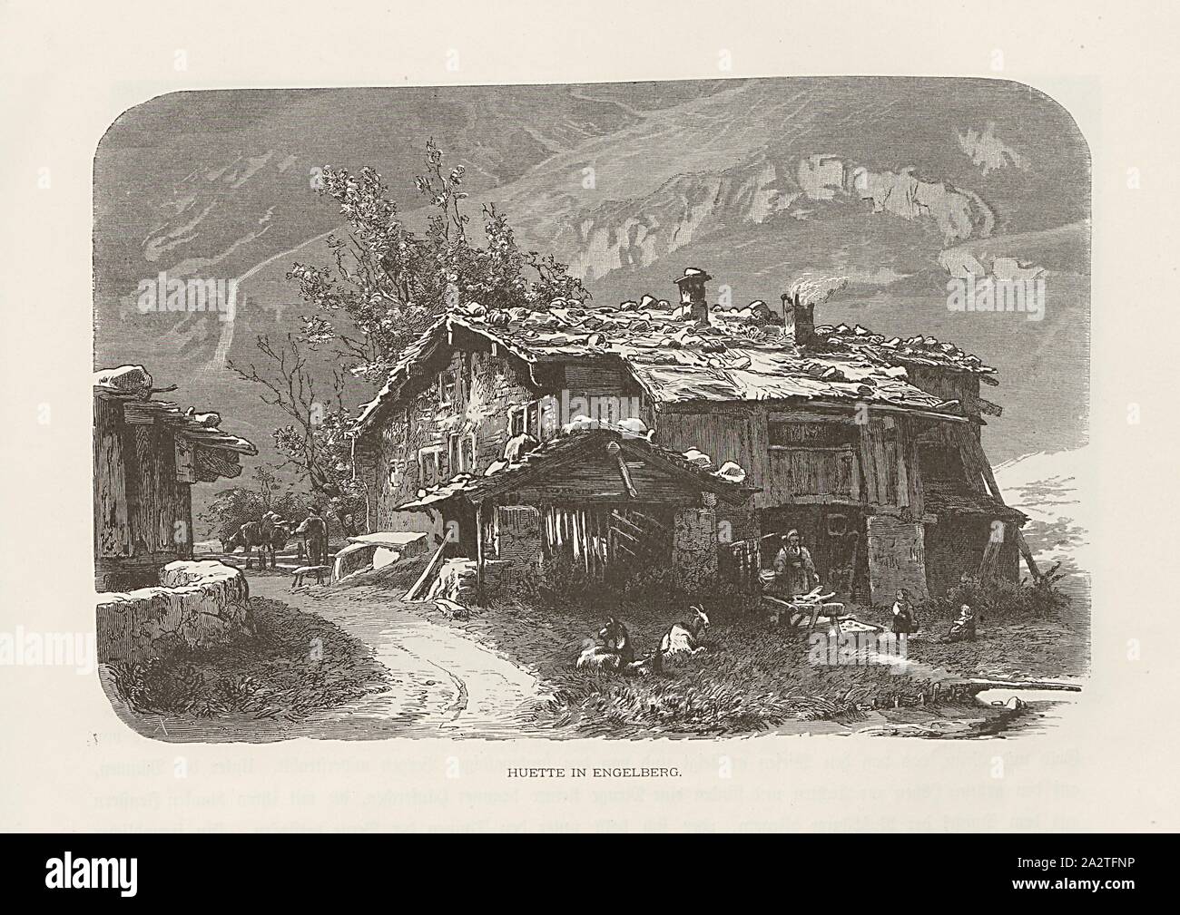 Huette in Engelberg, Illustration of a farmhouse near Engelberg from ...