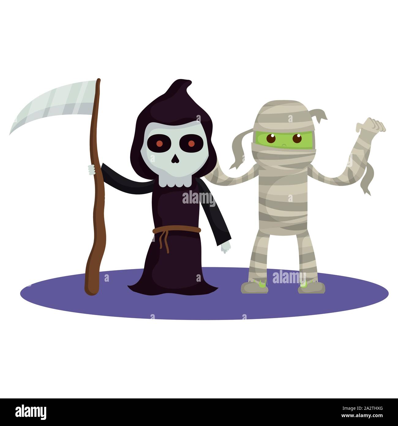 little kids with death and mummy costumes characters Stock Vector Image ...