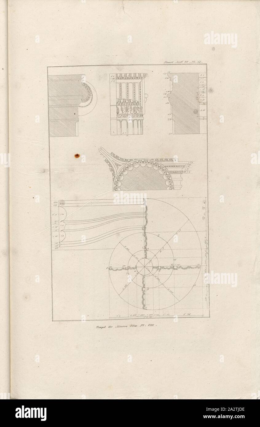 Temple of Minerva Polias. Pl. VIII, Floor plan and cross section of a ...