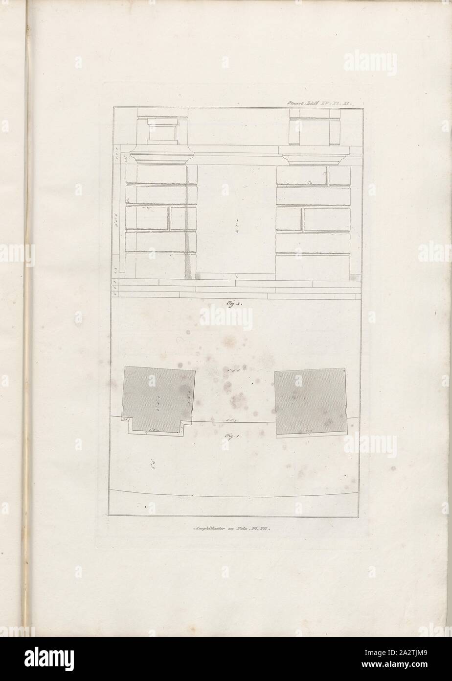 Amphitheater in Pola. Pl. VII, Elevation and floor plan of the ground ...