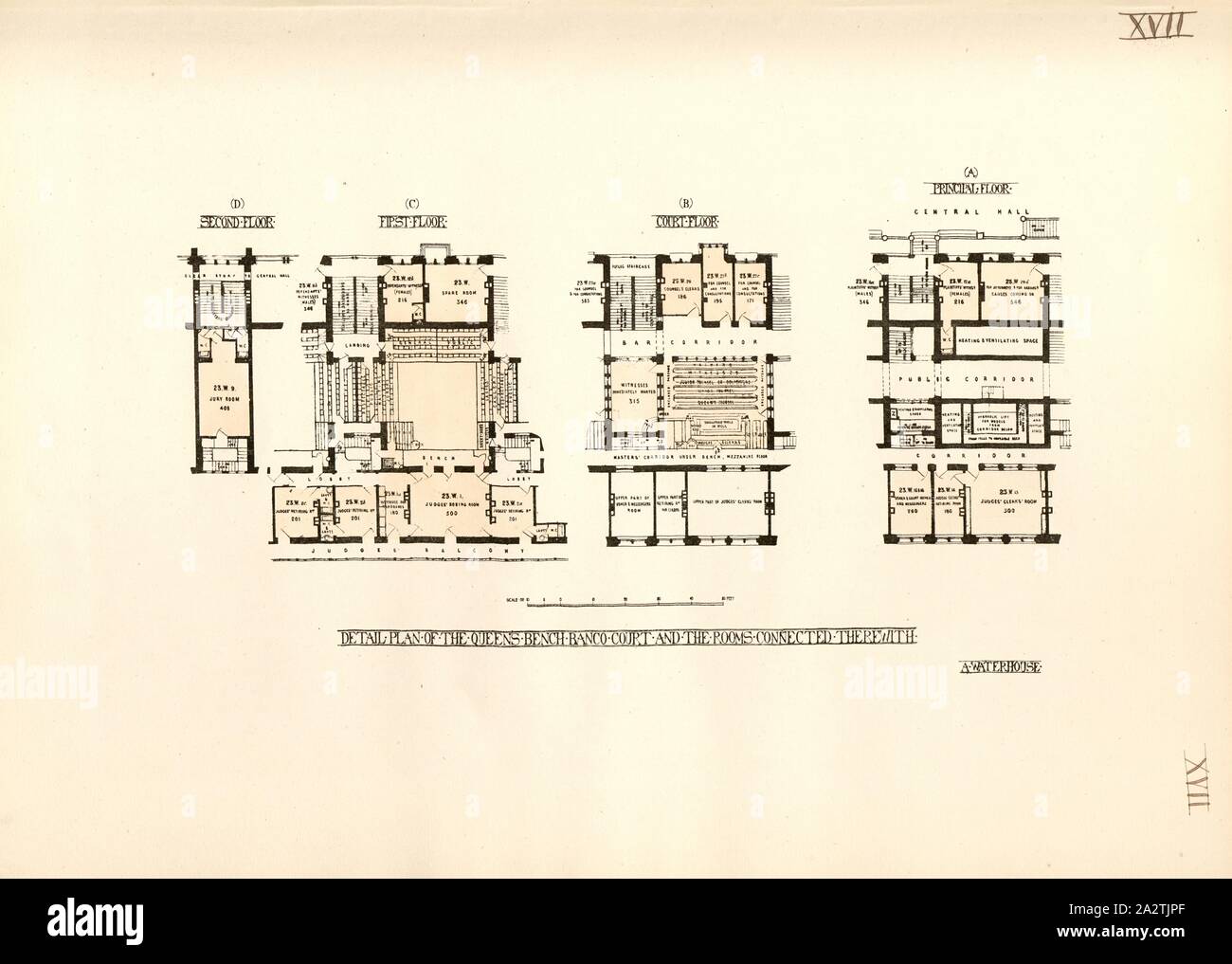 Detail plan of the Queen's Bench Banco Court and the Rooms connected ...