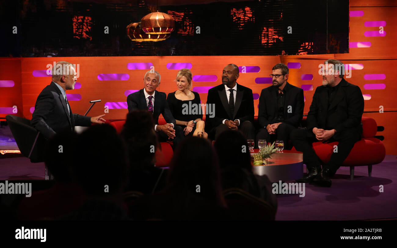 (left to right) Host Graham Norton, Andrew Ridgeley, Renee Zellweger ...
