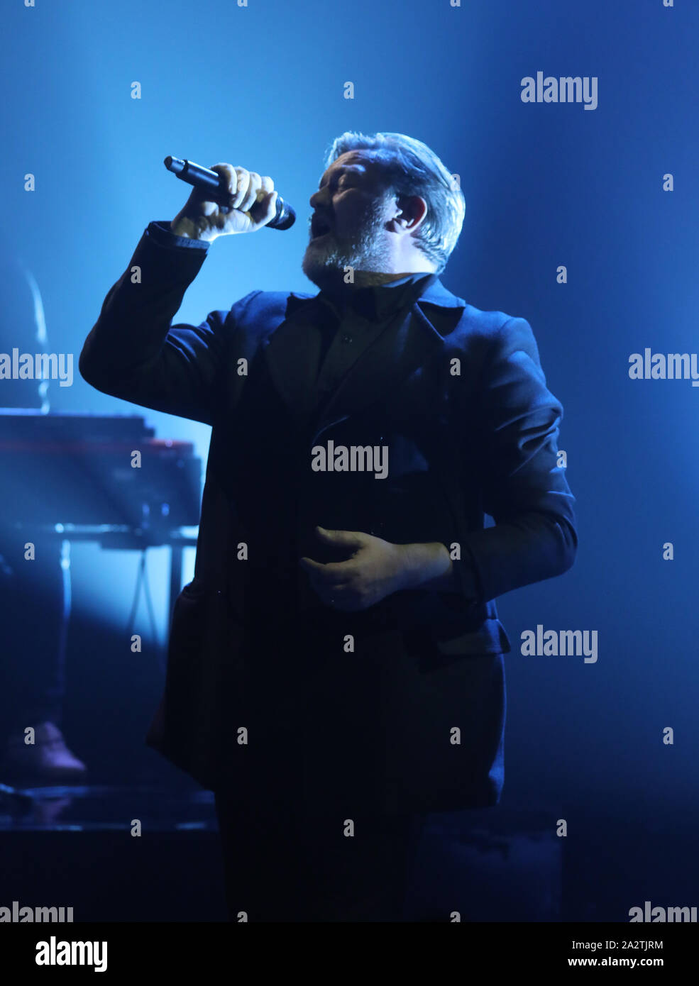 Guy Garvey, lead singer from rock band Elbow, during the filming for ...