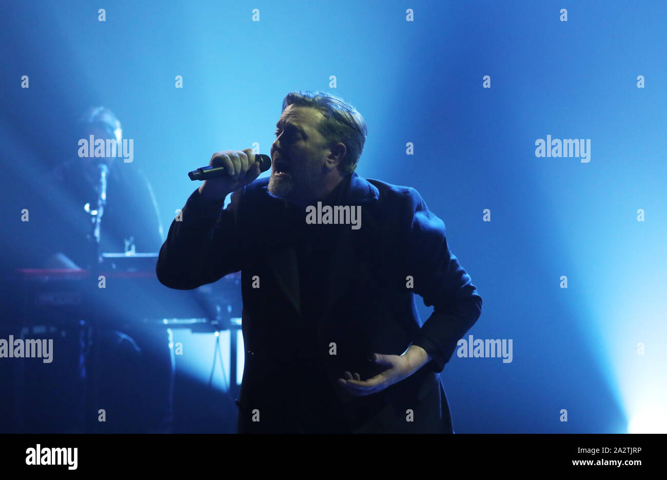 Guy Garvey, lead singer from rock band Elbow, during the filming for ...