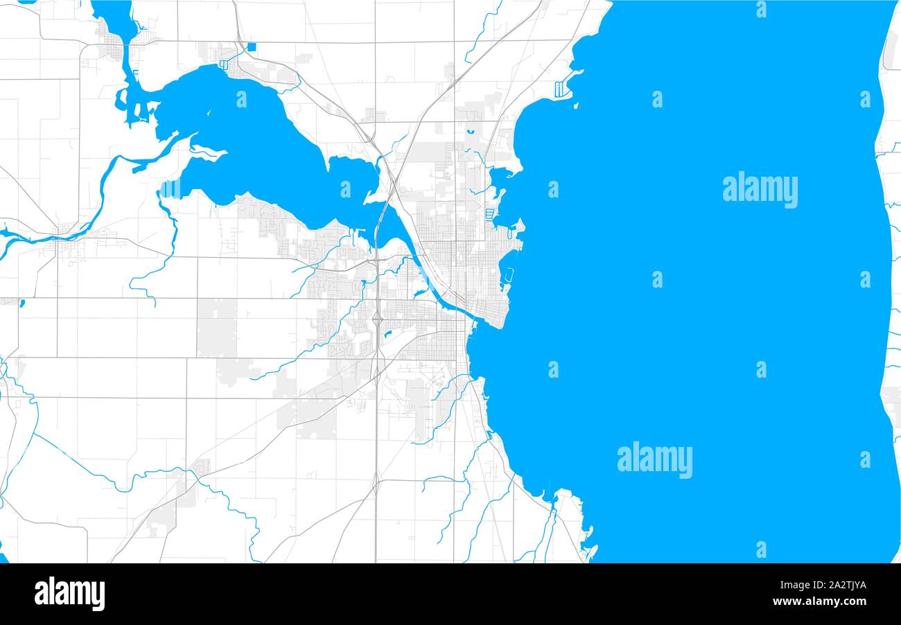 Rich detailed vector area map of Oshkosh, Wisconsin, USA. Map template ...