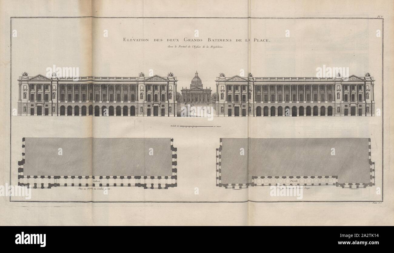 Elevation of two large buildings in the square, Illustration of Place ...