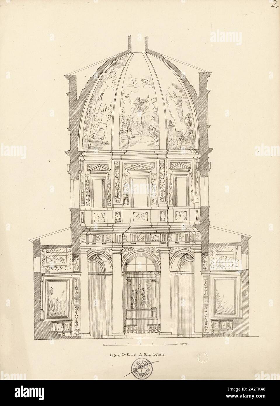 Church of S. Croce in Riva S. Vitale, Cross section of the Church of ...