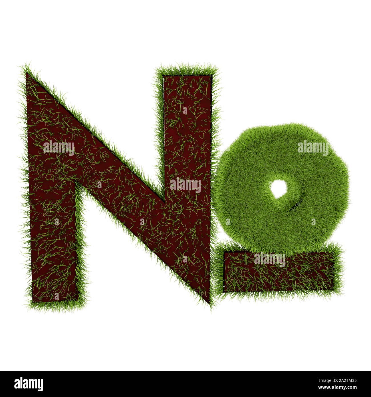 Number sign made of green grass isolated on white background - 3D ...