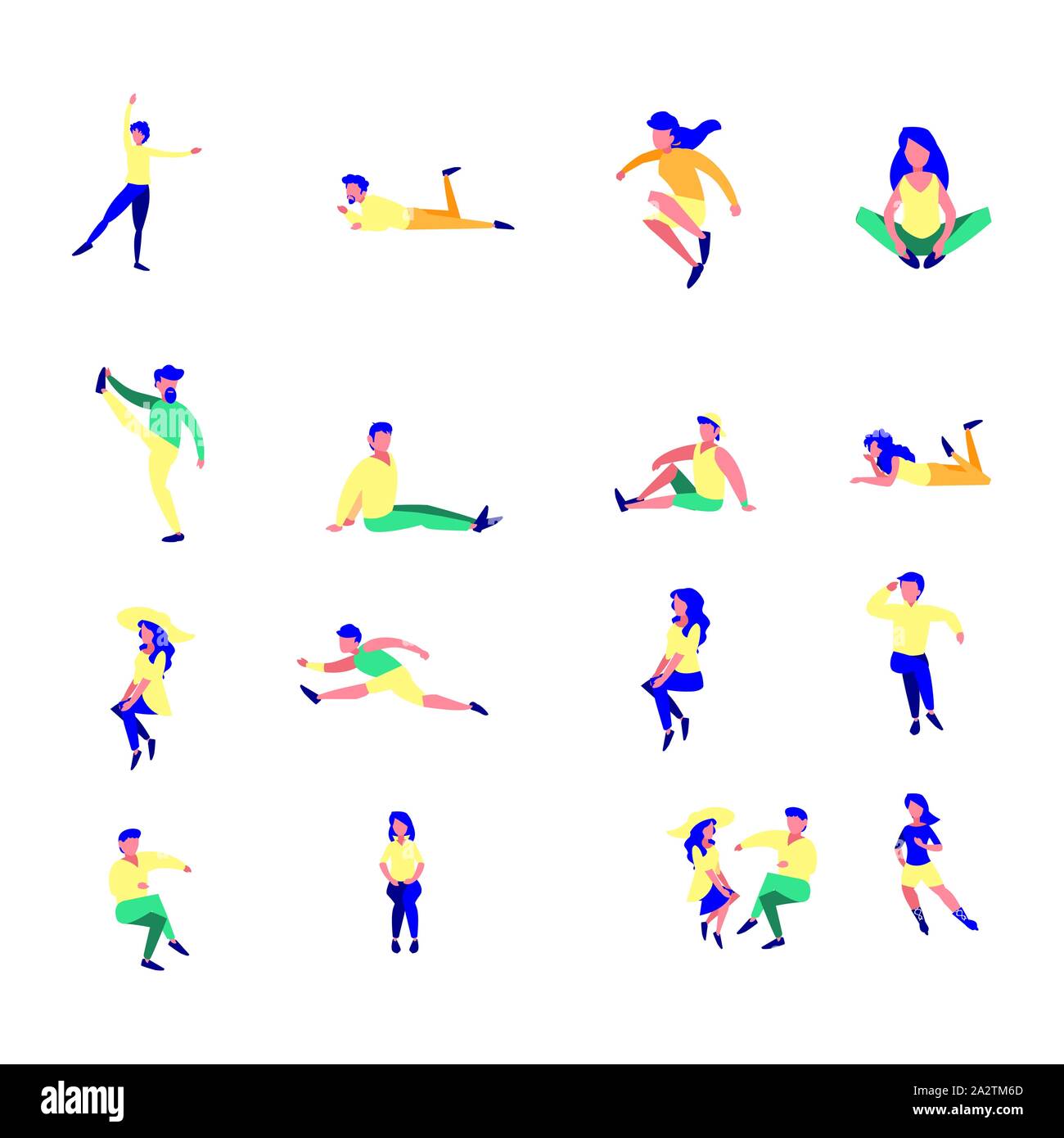 bundle of people doing recreational activities vector illustration ...