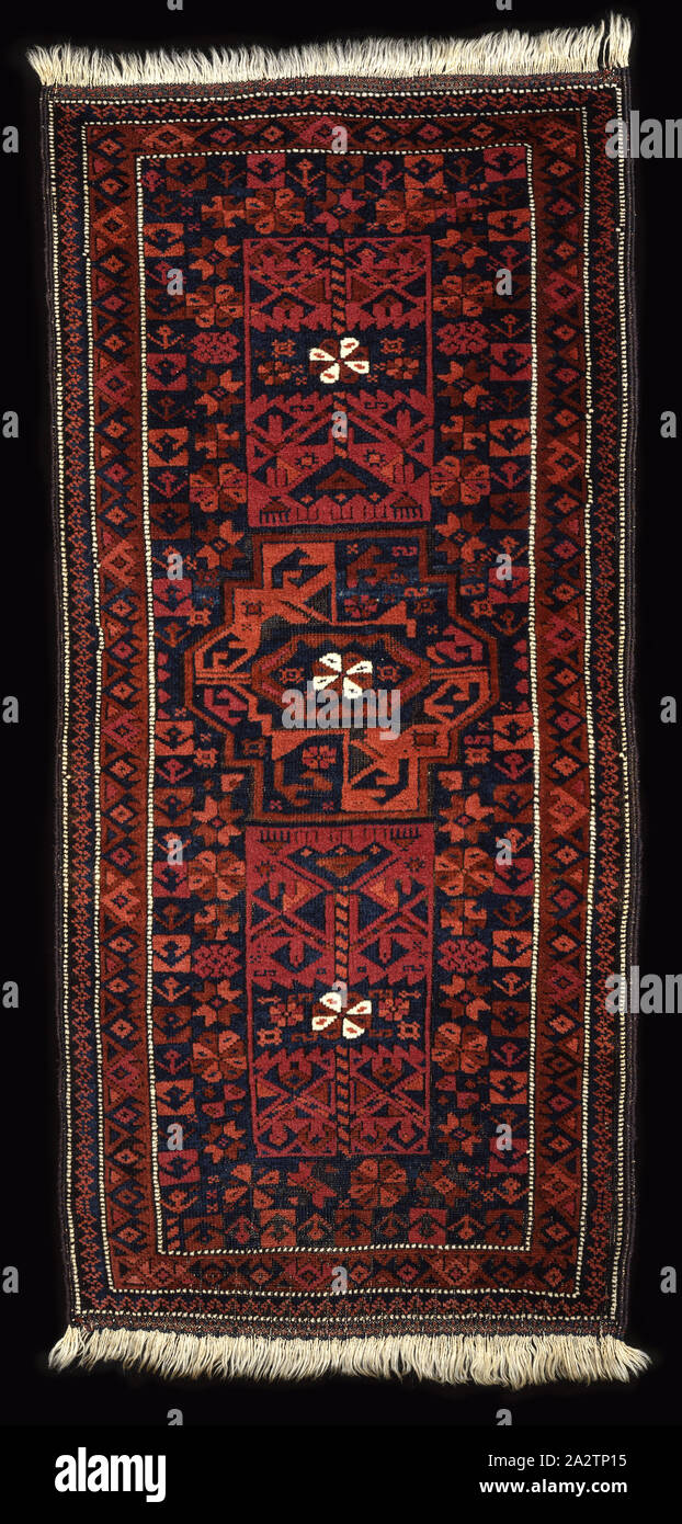 rug, Baluchi people, 1850-1875, wool, 20 x 44 in., Textile and Fashion ...