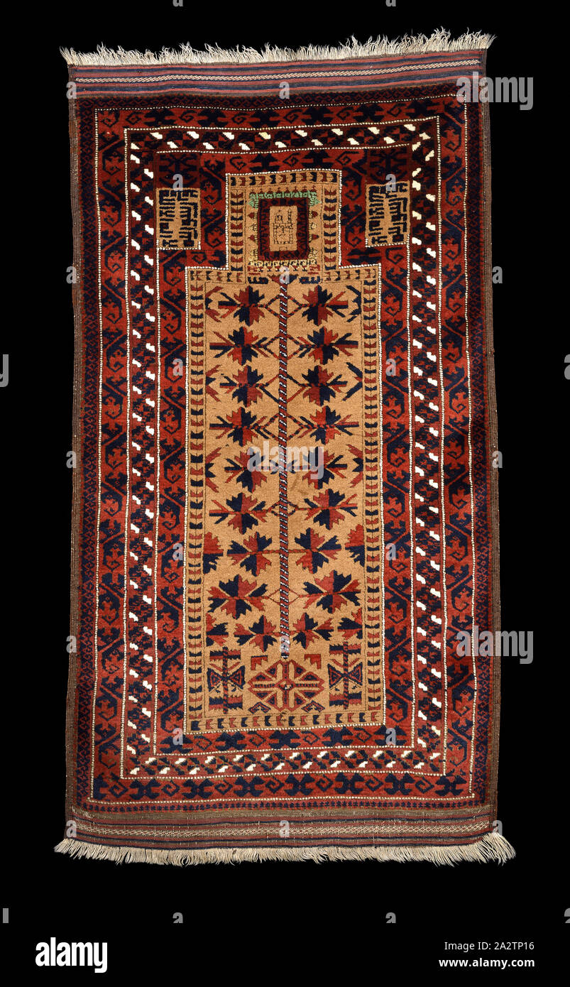 prayer rug, Baluchi people, early 20th century, wool, camel hair, 33 x ...