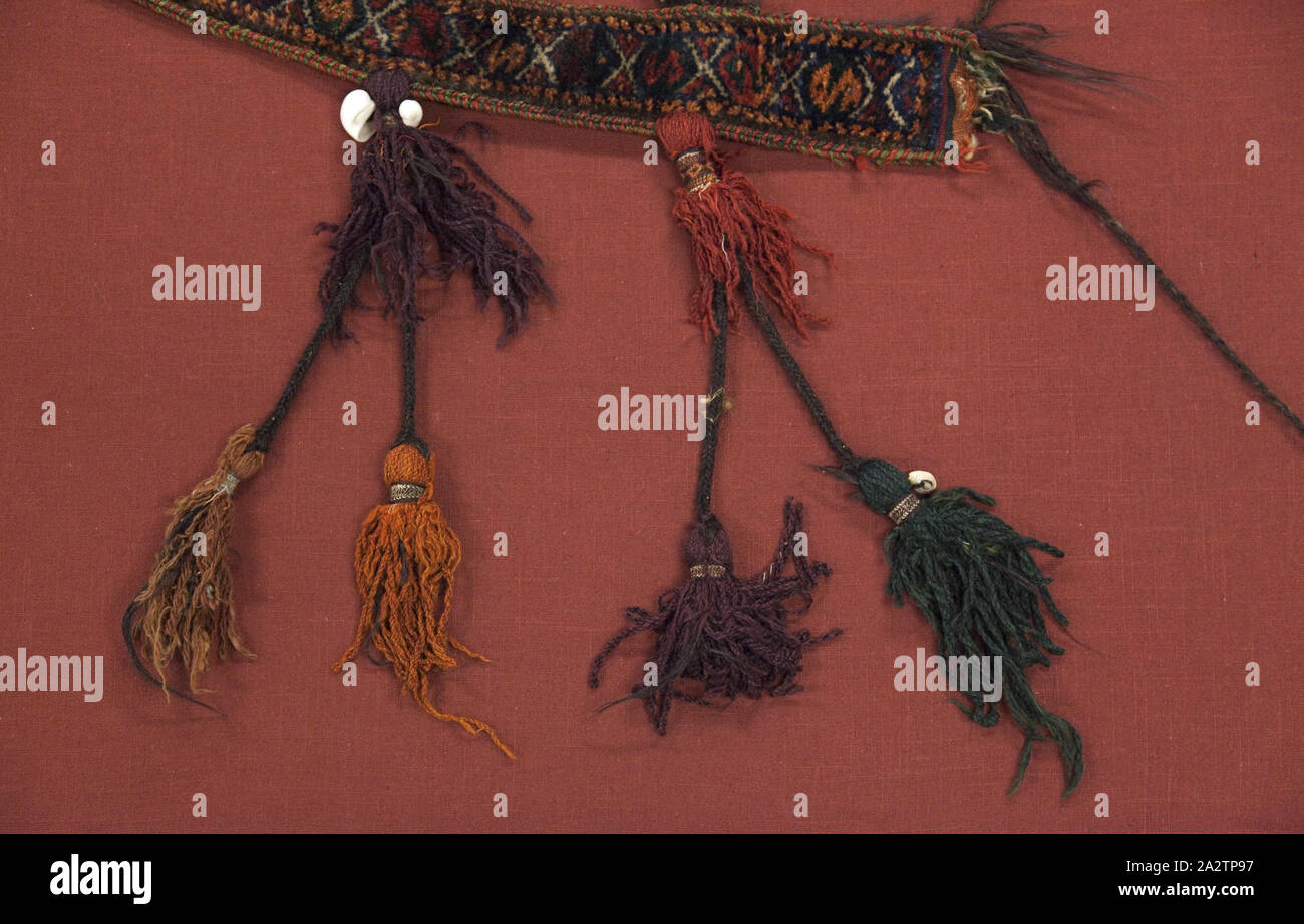 camel neck trapping, Baluchi people, early 1900s, wool, cotton, shells ...