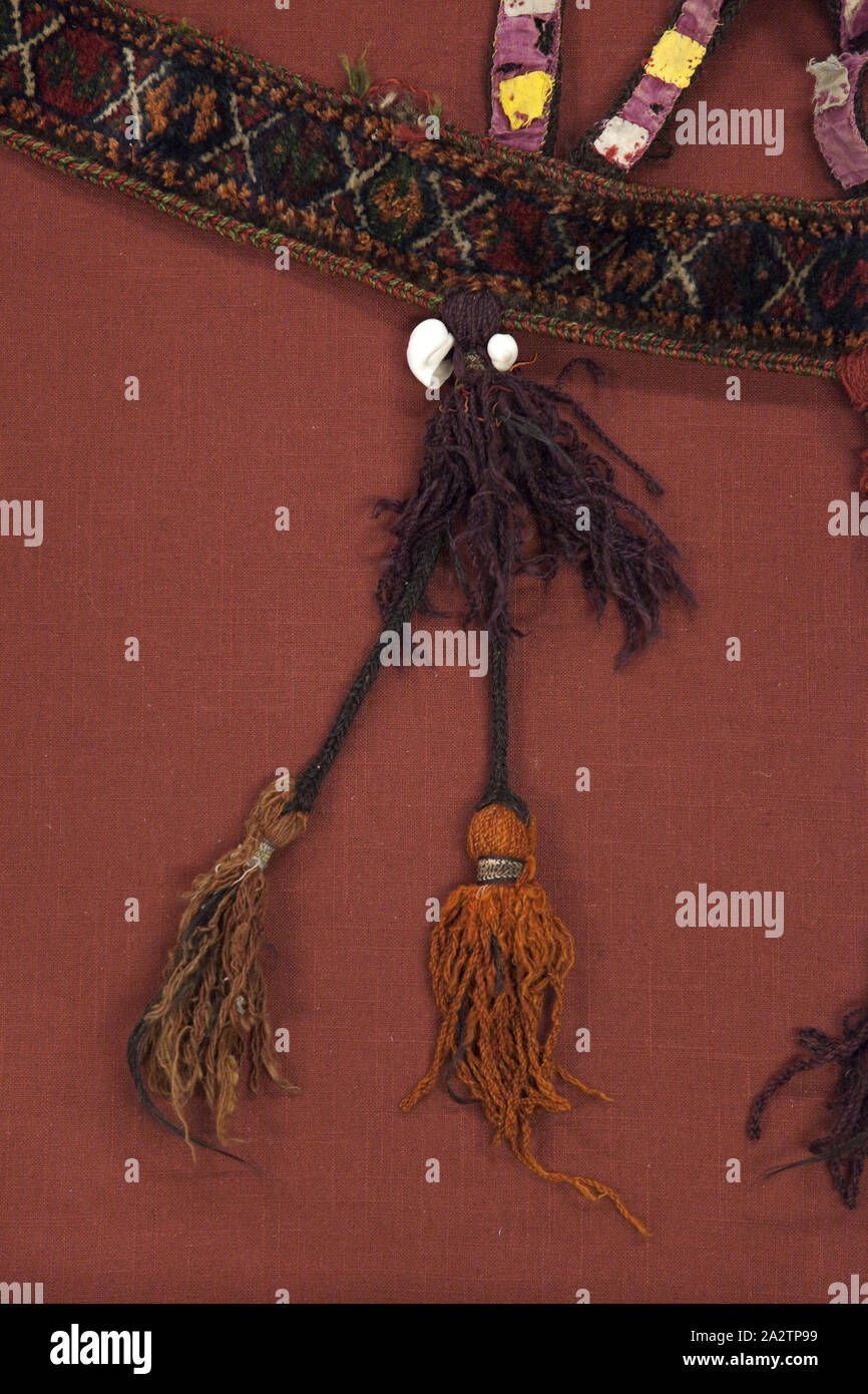 camel neck trapping, Baluchi people, early 1900s, wool, cotton, shells ...