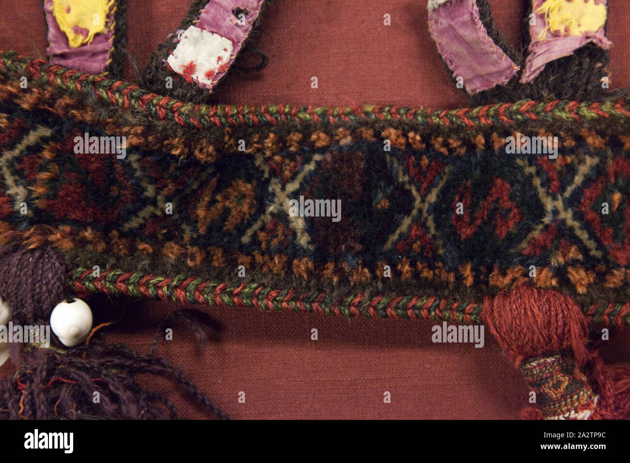 camel neck trapping, Baluchi people, early 1900s, wool, cotton, shells ...