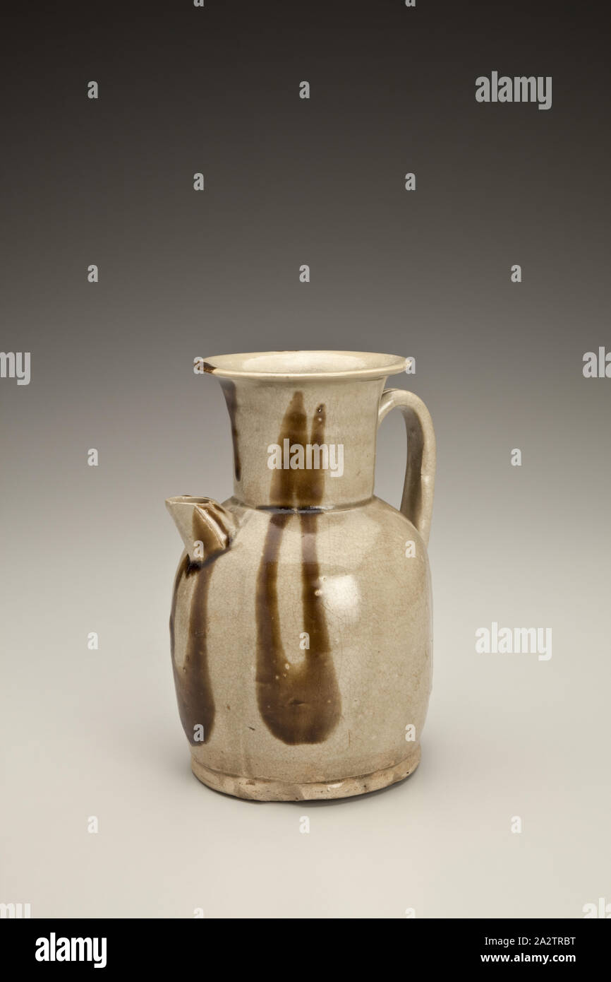 melon-shaped ewer with loop design, Stoneware (changsha Ware), H: 7 in ...