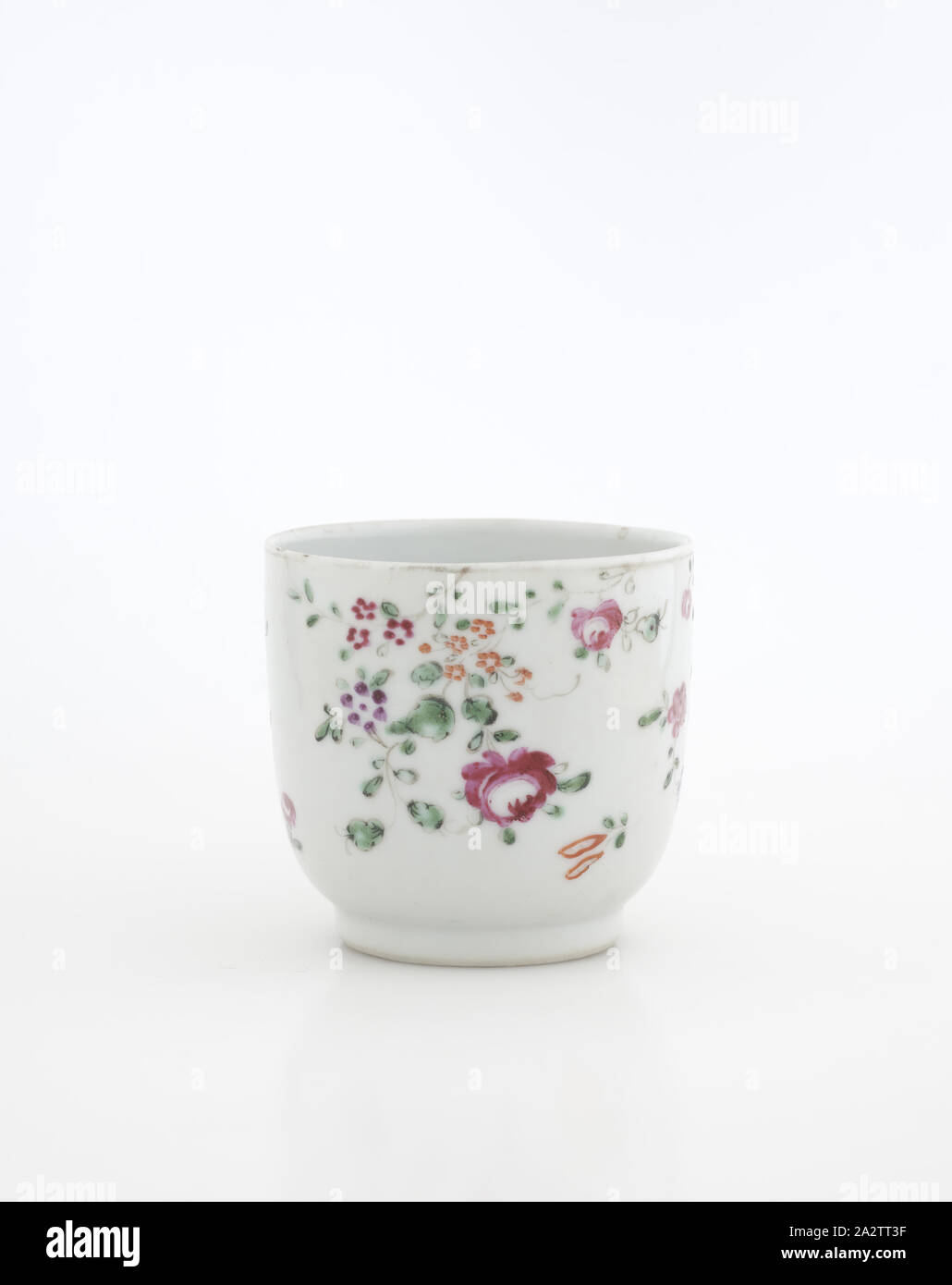 tea cup with handle, 18th century, multicolored enamel overglaze on ...