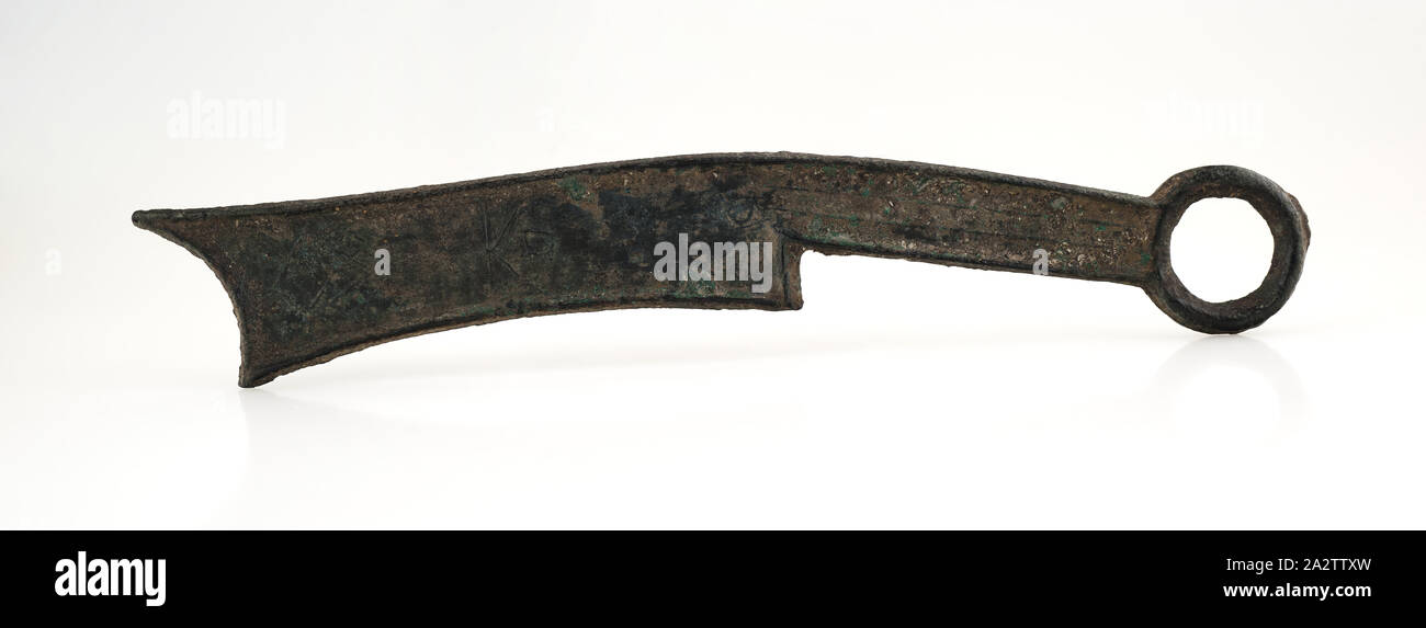 knife-shaped currency inscribed Qi state money, Eastern Zhou dynasty ...
