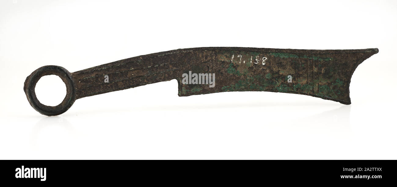 knife-shaped currency inscribed Qi state money, Eastern Zhou dynasty ...