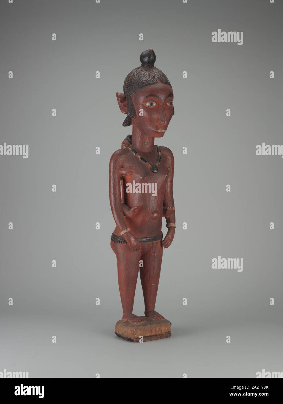 mother and child figure, Baga people, 20th century, wood, pigment, iron ...