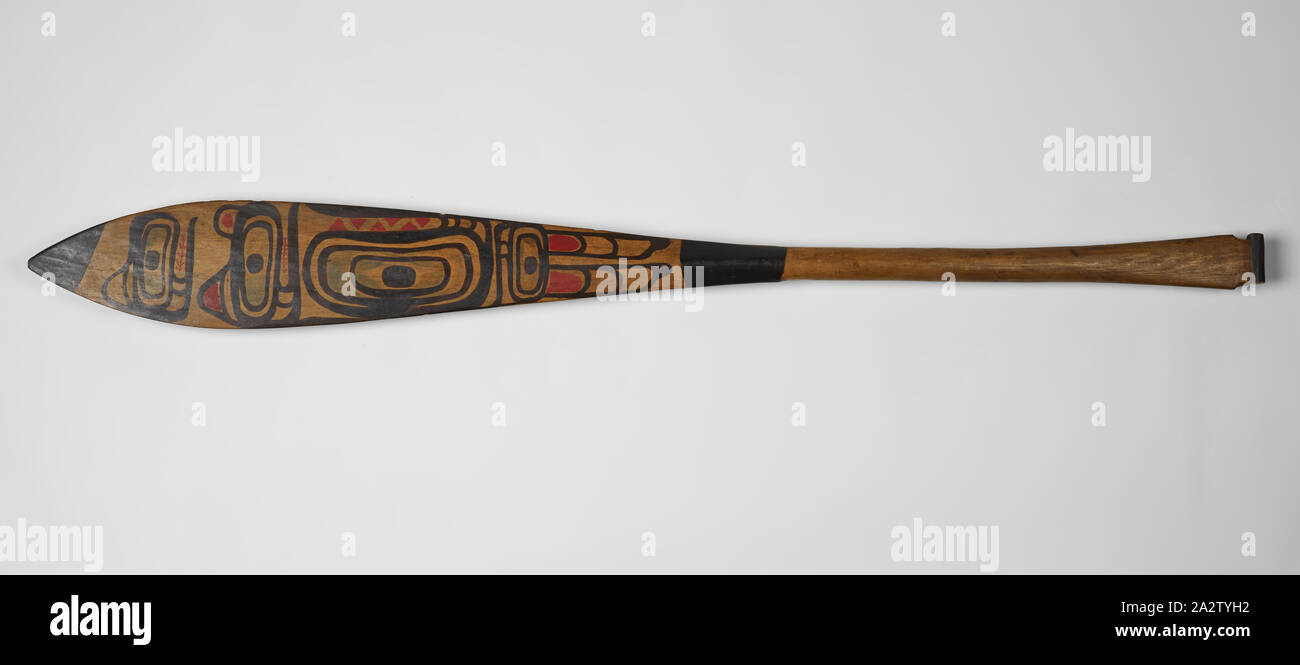 paddle, Kaigani Haida people, 1880-1886, wood, pigment, 56 x 5-7/8 x 1 ...