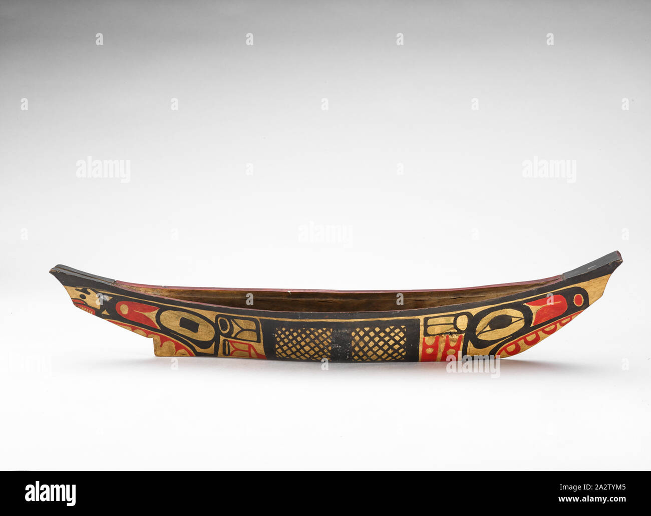 model canoe with paddle, Kaigani Haida people, 1850-1886, wood, pigment ...